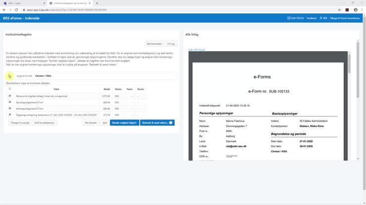 eForms Modtager - video 04 - Kontering af eFormen, Splitkontering og ...